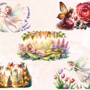 Fairies and Flowers Clipart Bundle, Fantasy Clipart Bundle, Set of 15 ...