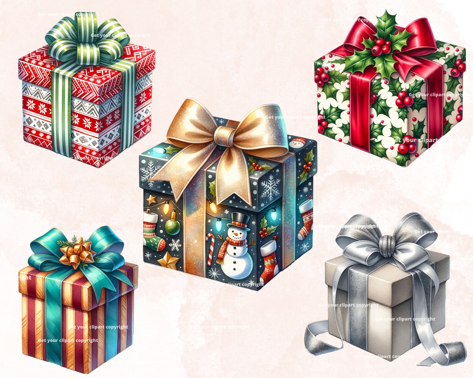 Christmas Present Clipart Bundle, Christmas Gifts Graphics, Gifts ...