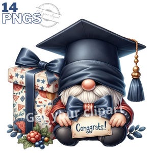 Graduation Gnome Clipart Bundle, Last Day of School Png, Graduation Png ...
