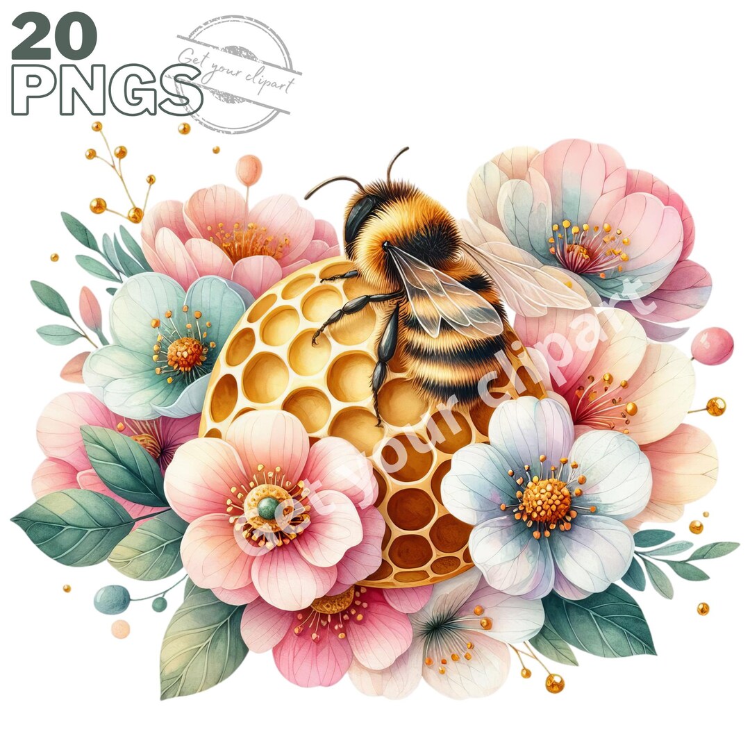 Spring Bee Clipart Bundle, Bee Png Files, Spring Clipart, Honeybee ...
