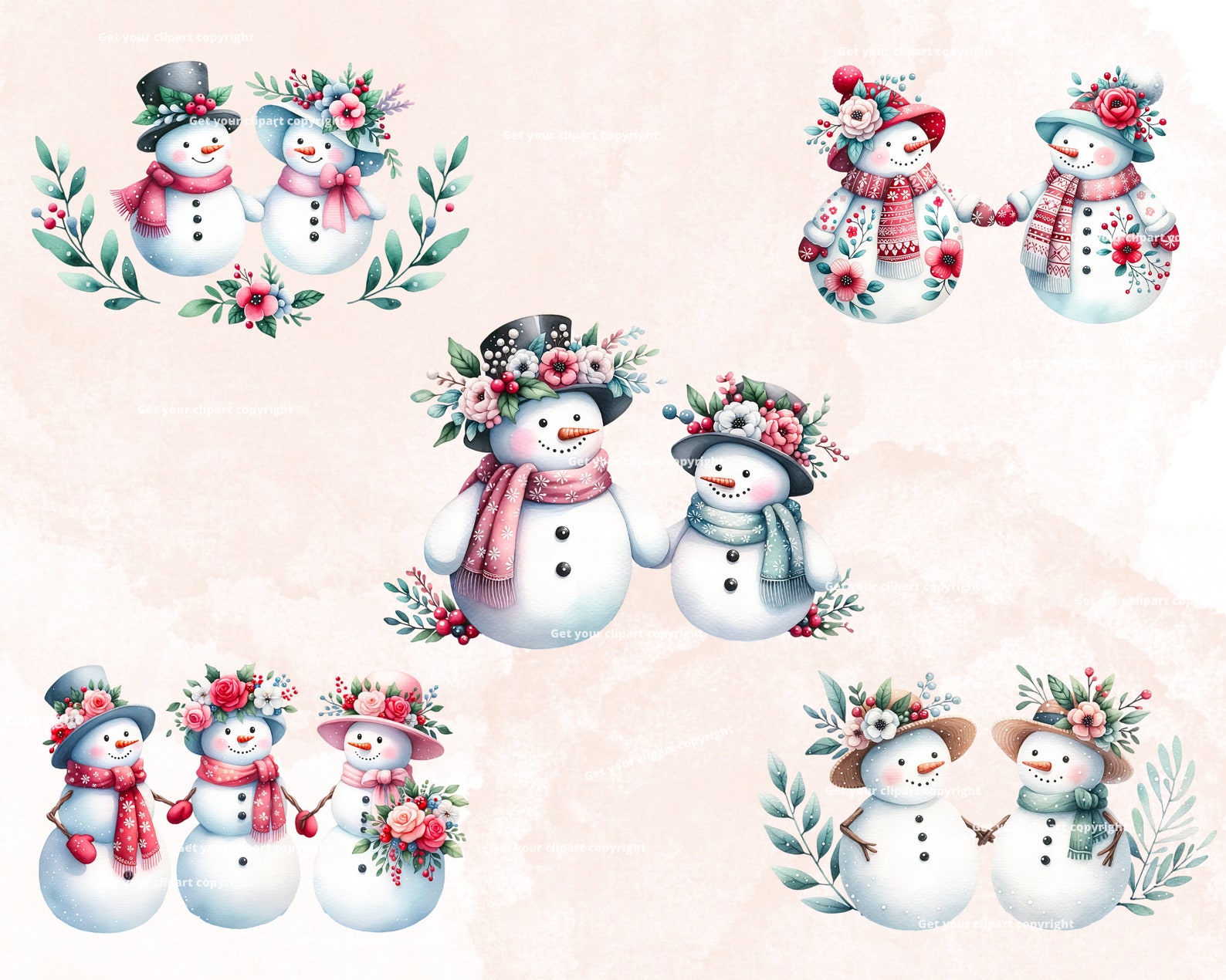 Snowman Png Clipart Bundle, Snowman Clipart Bundle, Winter Clipart Set ...