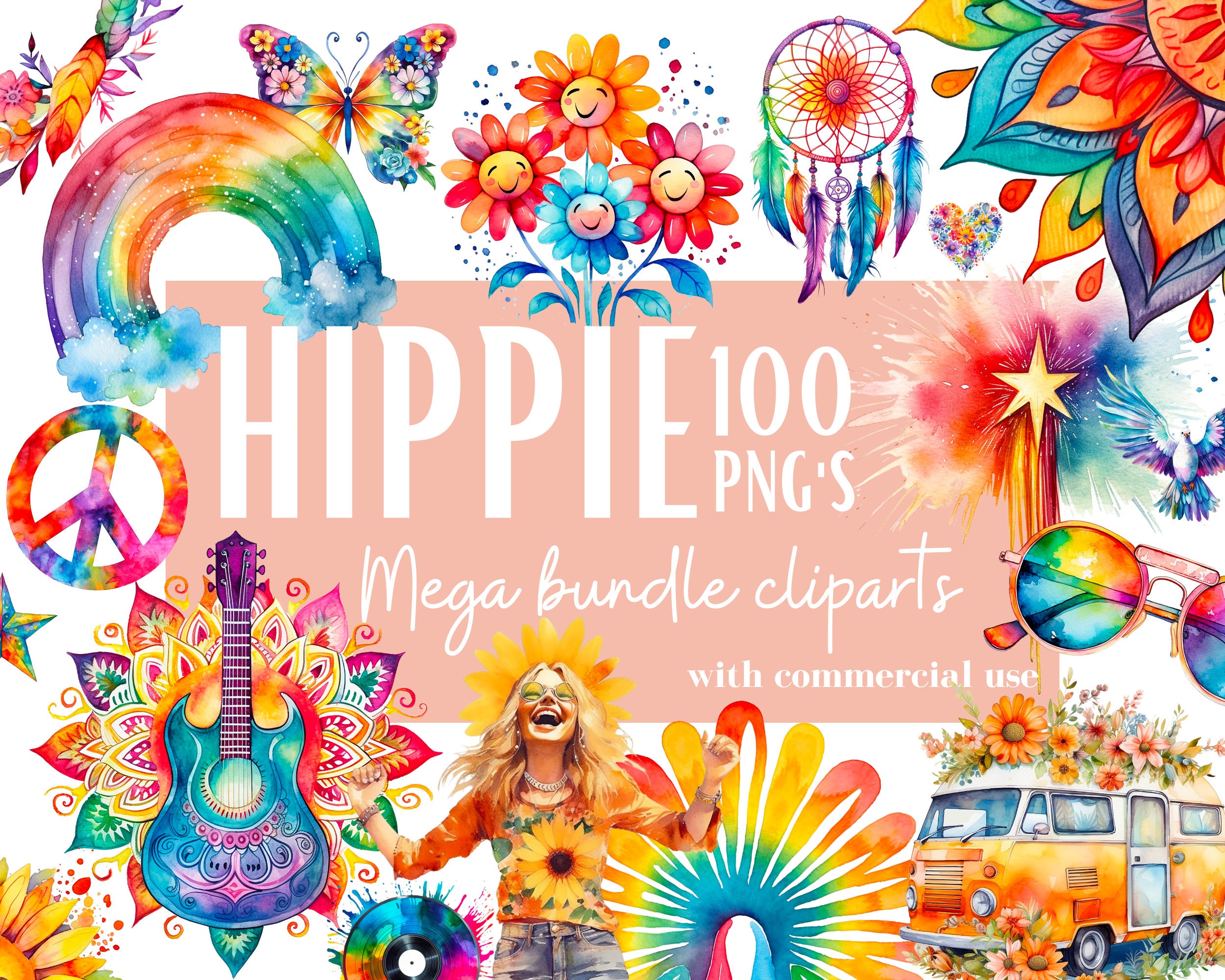 Hippie Png Designs, Hippie Soul Png Graphics, Groovy Png Cliparts ...