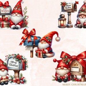 Christmas Mailbox and Gnome Clipart Bundle, Christmas Png, Christmas ...