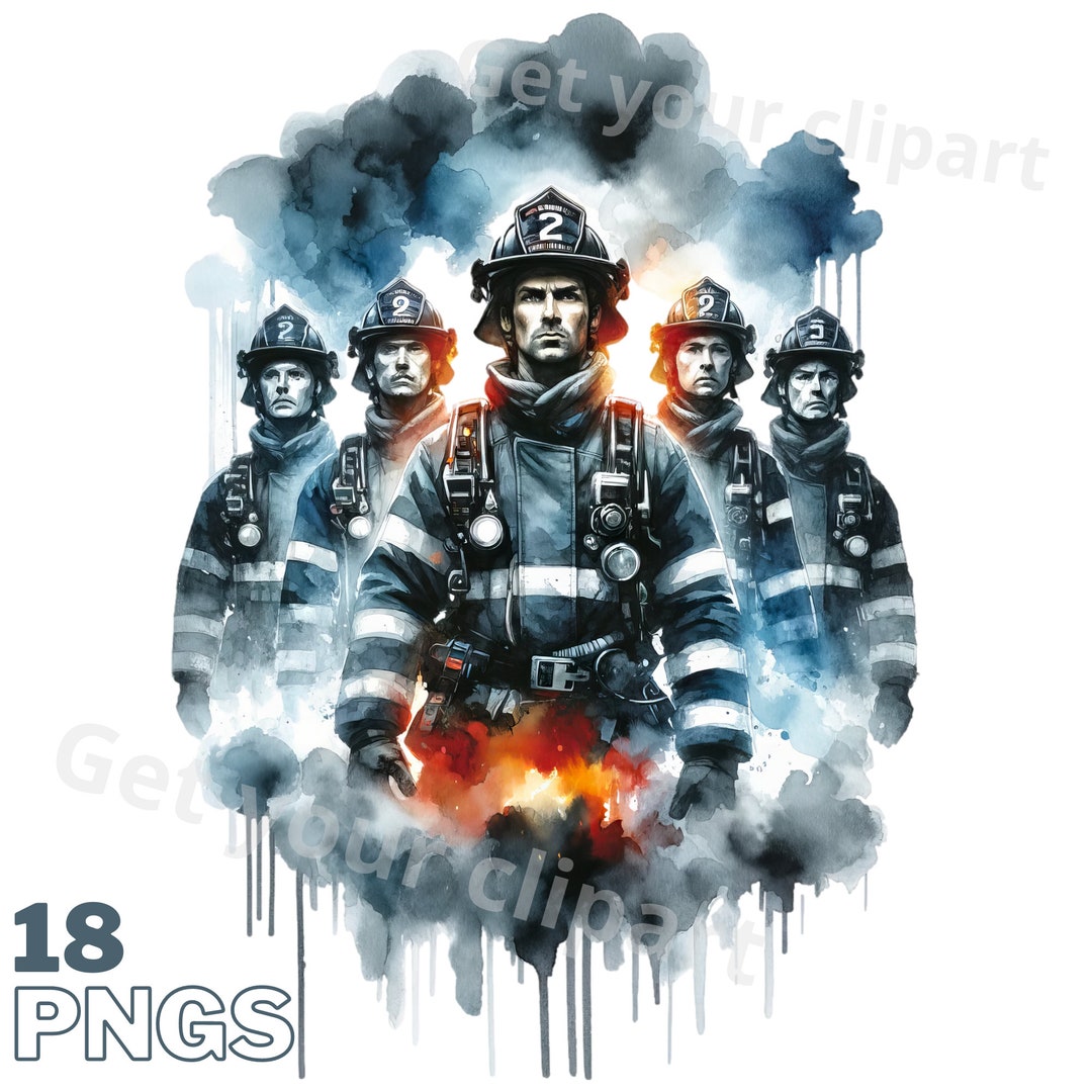 Firefighter Clipart Bundle, Watercolor Firefighter Graphics, With ...