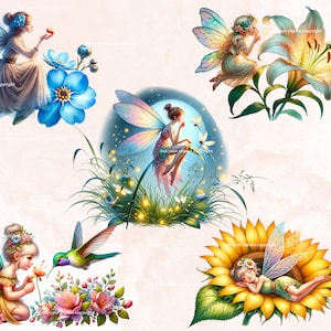 Fairies and Flowers Clipart Bundle, Fantasy Clipart Bundle, Set of 15 ...