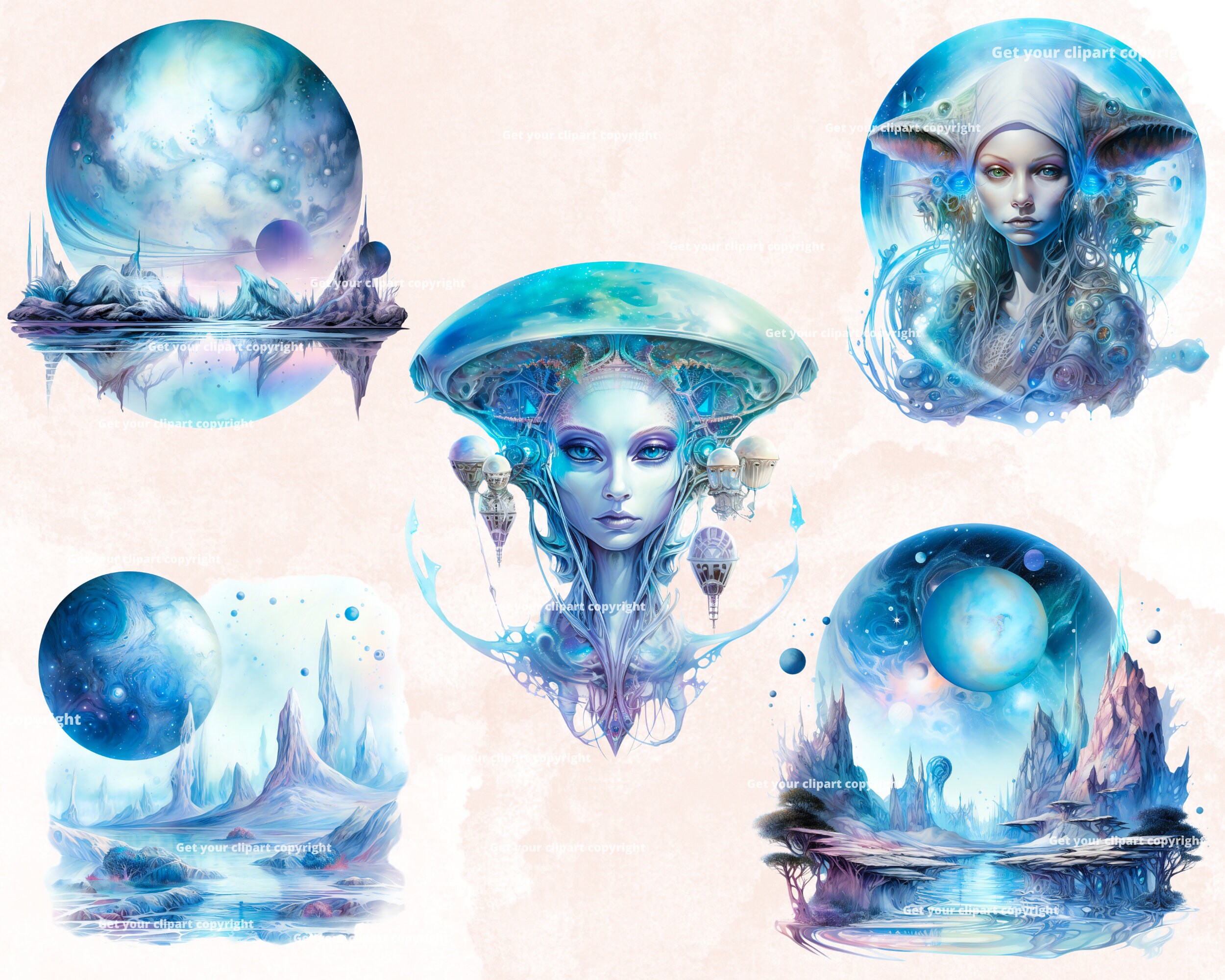 Alien Clipart Bundle, Space Clipart Bundle, Outer Space Png Graphics ...