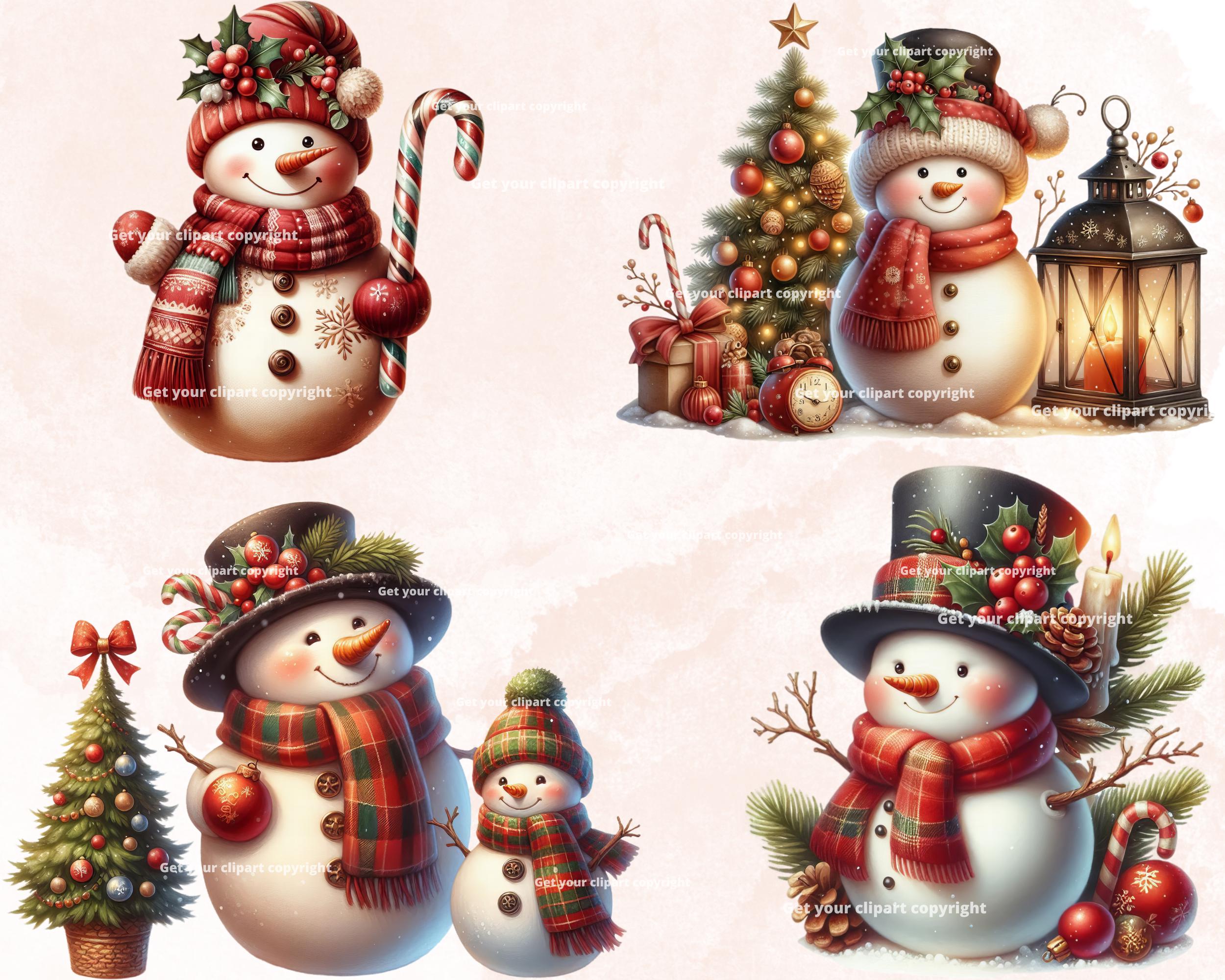 Snowman Png Clipart Bundle, Snowman Clipart Bundle, Winter Clipart Set ...