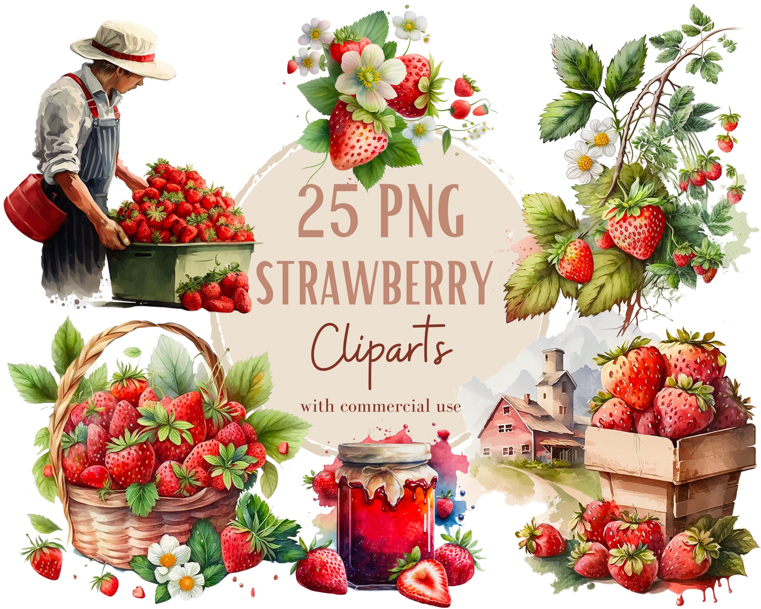 Strawberry Graphics Strawberry Png Clipart Trending Png - Etsy