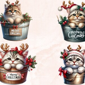 Christmas Cat Clipart Bundle, Christmas Cat Png, Christmas Png Bundle ...