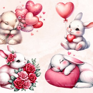 Valentines Bunny Clipart Bundle, Valentines Clipart, Valentines Png ...