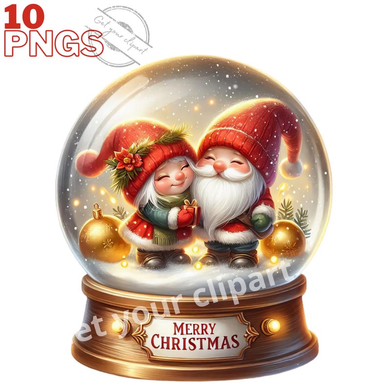 Christmas Snowglobe Clipart Bundle, Christmas Clipart, Winter Gnome Png ...