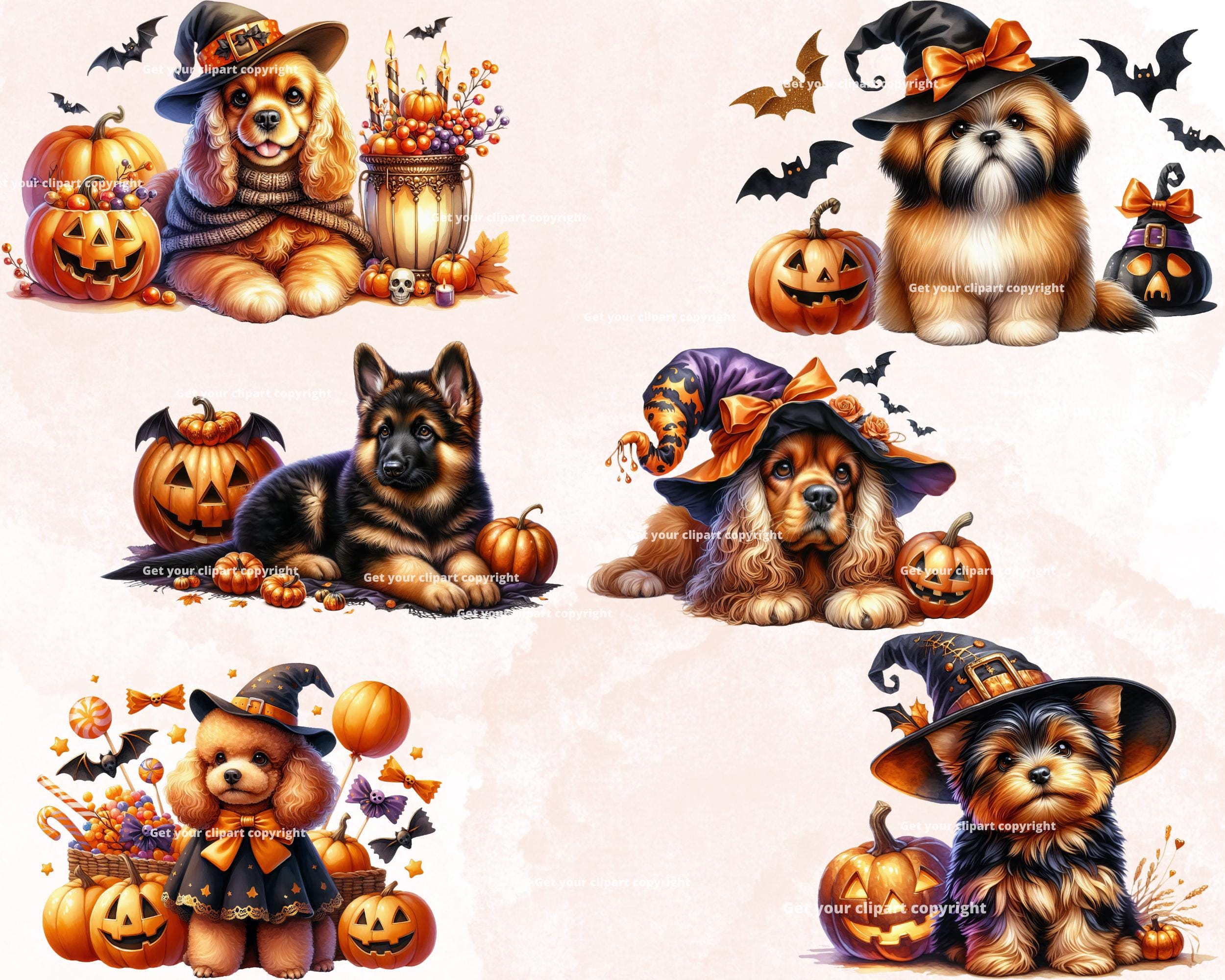 Halloween Dogs Clipart Bundle, Dog Clipart, Halloween Dog, Halloween ...