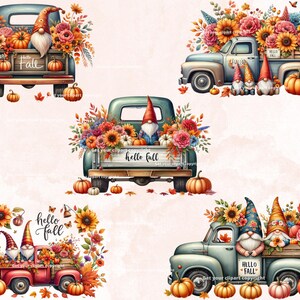 Fall Truck and Gnomes Png Graphics, Hello Fall Clipart, Farm Truck Png ...