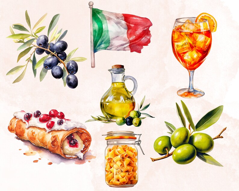 Watercolor Italy Travel Cliparts Digital Clipart Png Italian - Etsy