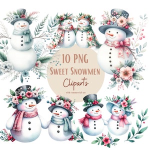 Snowman Png Clipart Bundle, Snowman Clipart Bundle, Winter Clipart Set ...