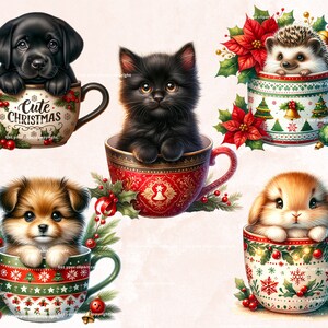 Christmas Mugs Watercolor Clipart Bundle, Christmas Png Bundle, Set of ...