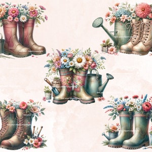 Garden Boots Clipart Bundle, Hello Spring Png Designs, Garden Clipart ...