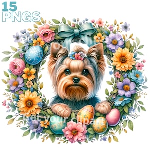 Easter Yorkshire Png Graphics, Easter Png Graphics, Watercolor Dog ...