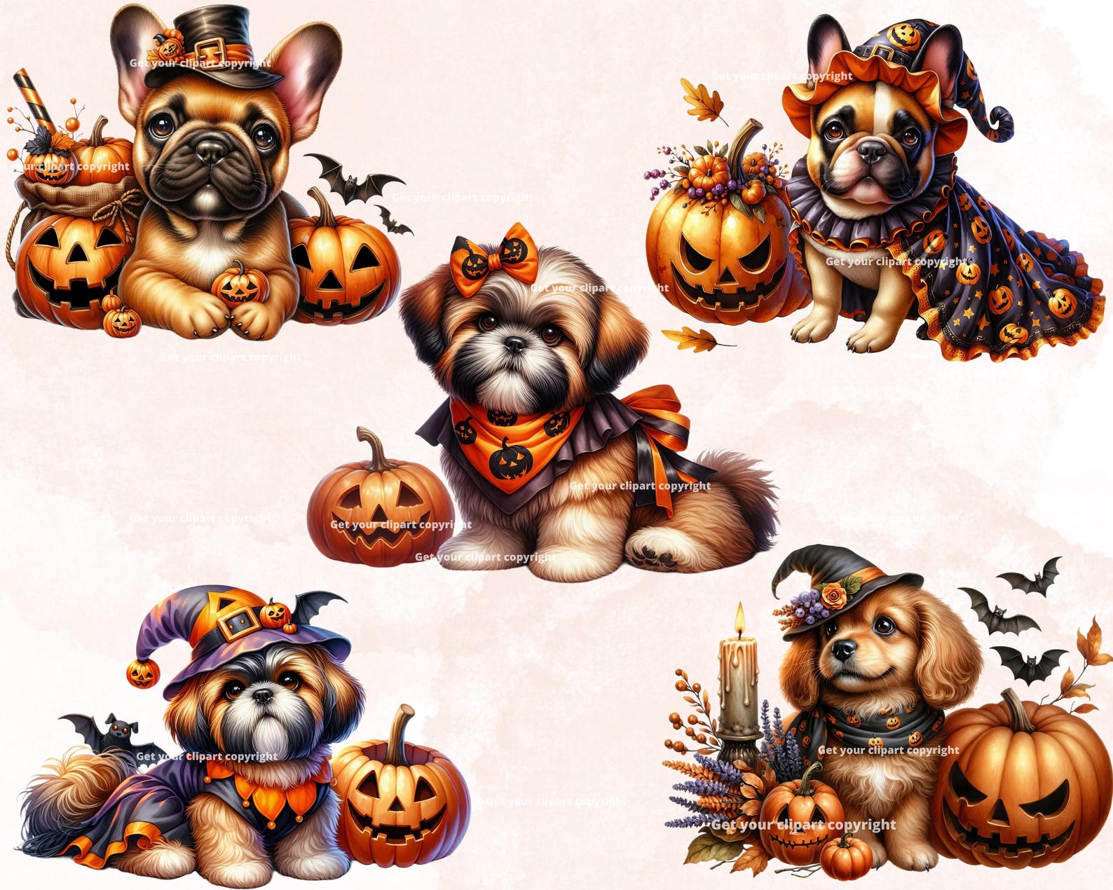 Halloween Dogs Clipart Bundle, Dog Clipart, Halloween Dog, Halloween ...