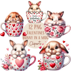 Valentines Bunny Clipart Bundle, Valentines Clipart, Valentines Png ...