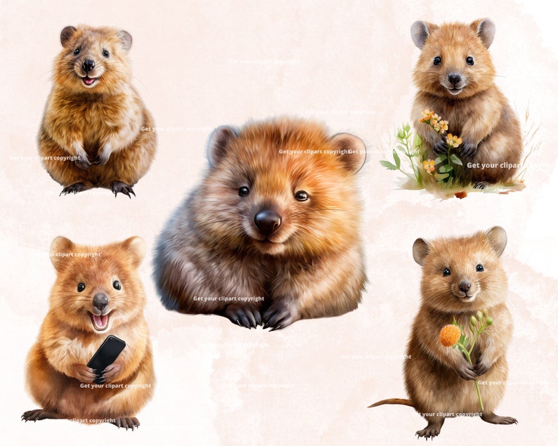 Quokka Clipart Bundle, Australia Clipart, High Quality Png Files, Set ...