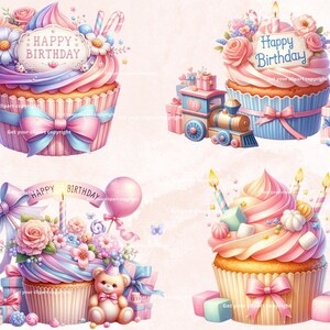 Birthday Cupcake Clipart Bundle, Happy Birthday Graphics, Cupcake Png ...
