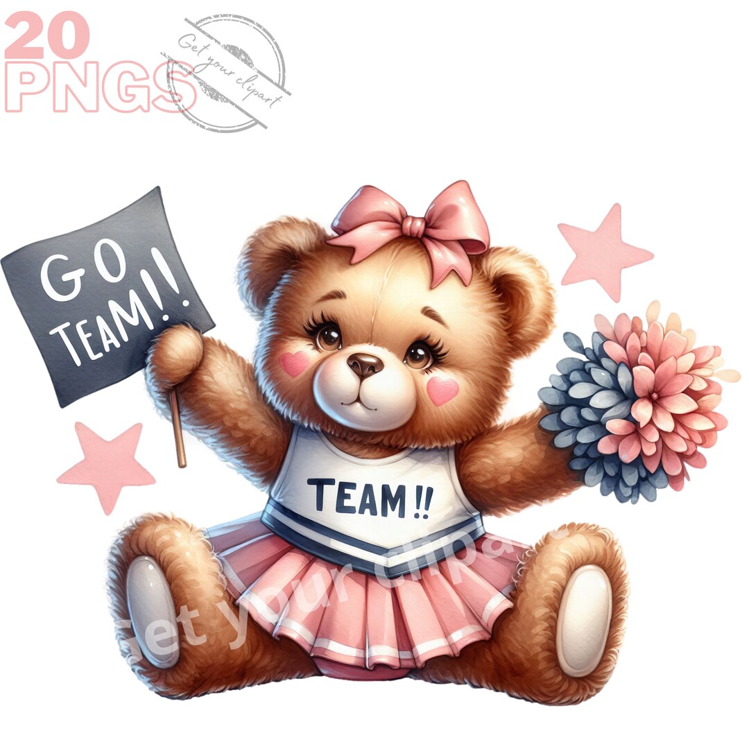 Cheerleader Teddy Bear Clipart, Nursery Graphics, Cheerleading Clipart ...