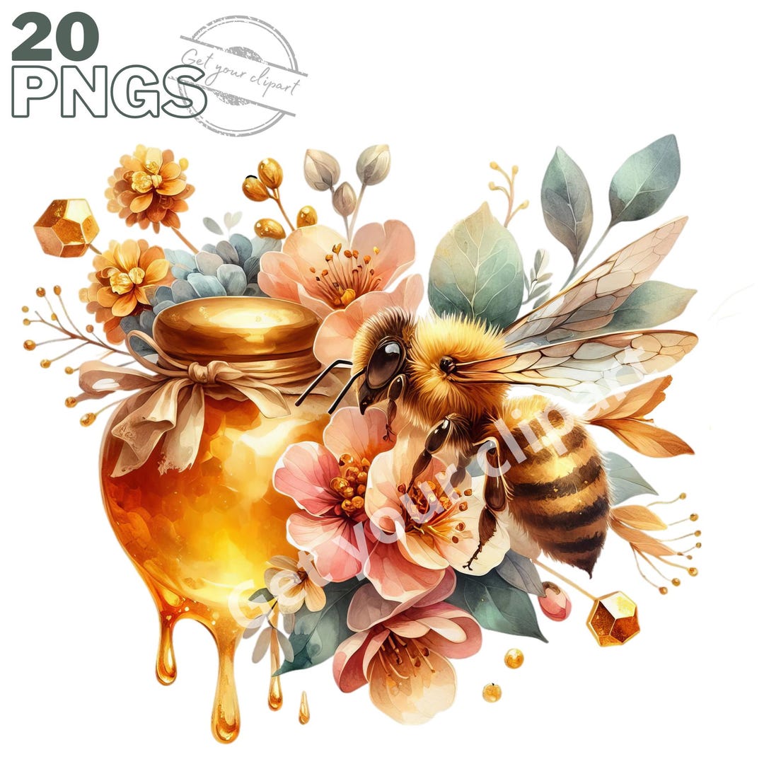 Spring Bee Clipart Bundle, Bee Png Files, Spring Clipart, Honeybee ...