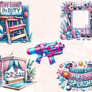 Pool Party Clipart Bundle, Summer Clipart, Pool Party Graphics, Hello ...