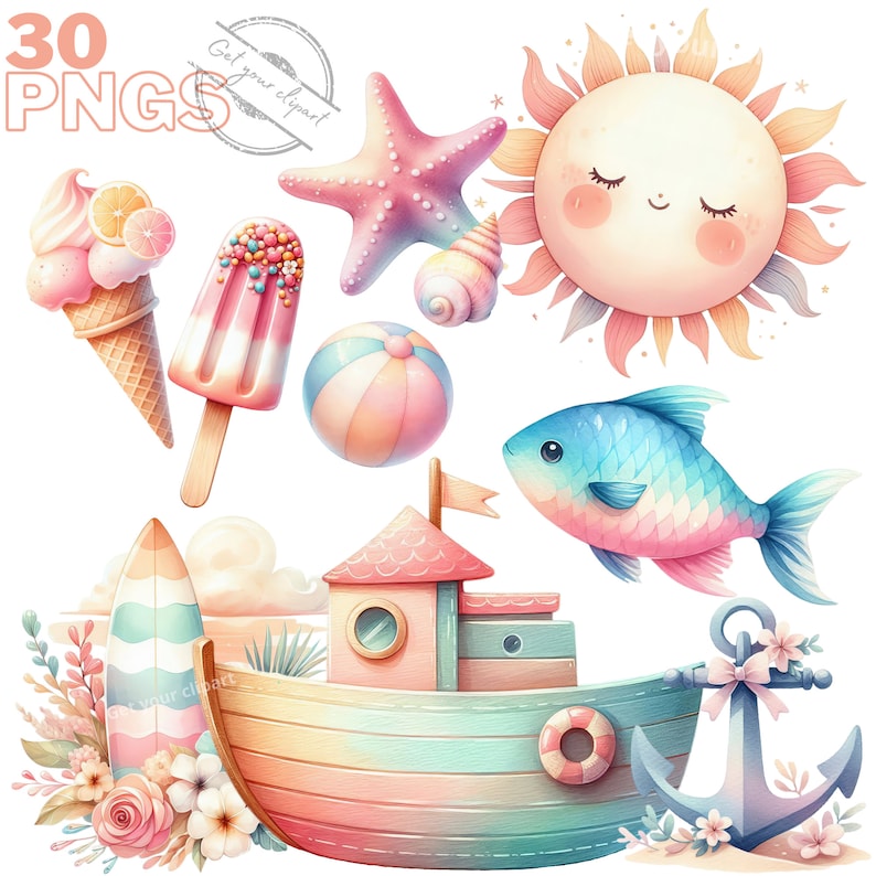 Sweet Summer Clipart Bundle, Summer Vibes Png, Hello Summer Png ...