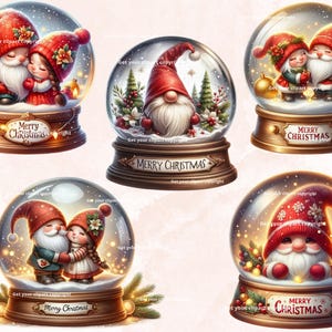 Christmas Snowglobe Clipart Bundle, Christmas Clipart, Winter Gnome Png ...