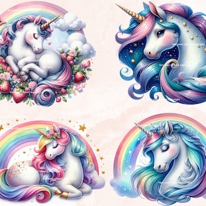 Baby Unicorn Clipart Bundle, Unicorn Png Graphics, Cute Unicorn Png ...
