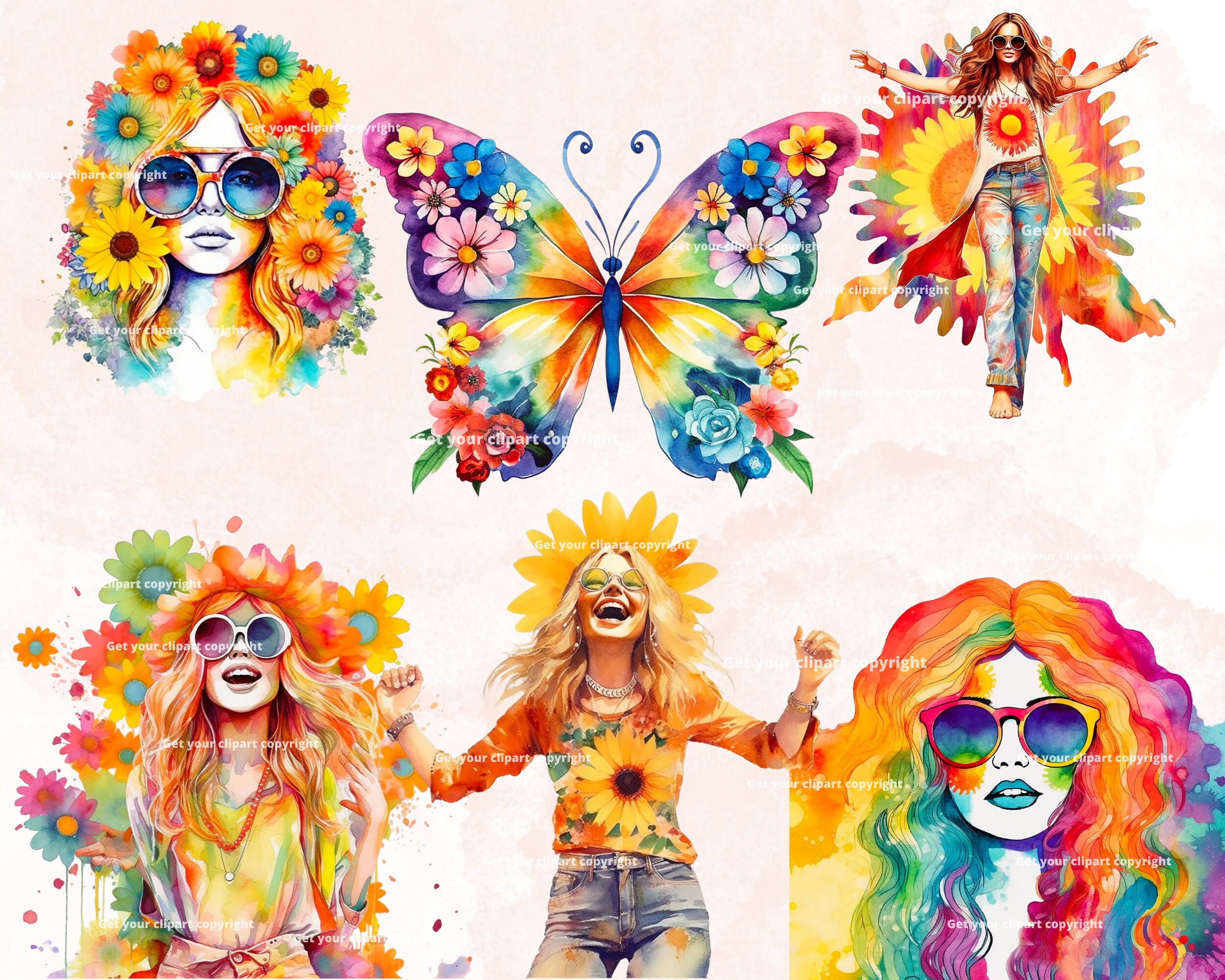 Hippie Png Designs, Hippie Soul Png Graphics, Groovy Png Cliparts ...
