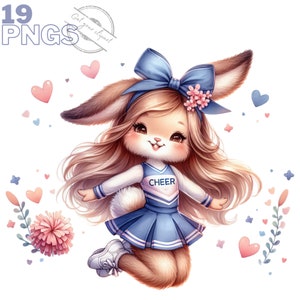 Cheerleader Bunny Clipart, Nursery Graphics, Cheerleading Clipart ...