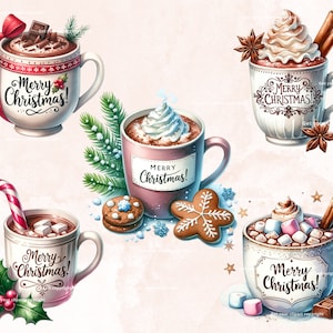 Christmas Drinks Watercolor Clipart Bundle, Christmas Png Bundle ...