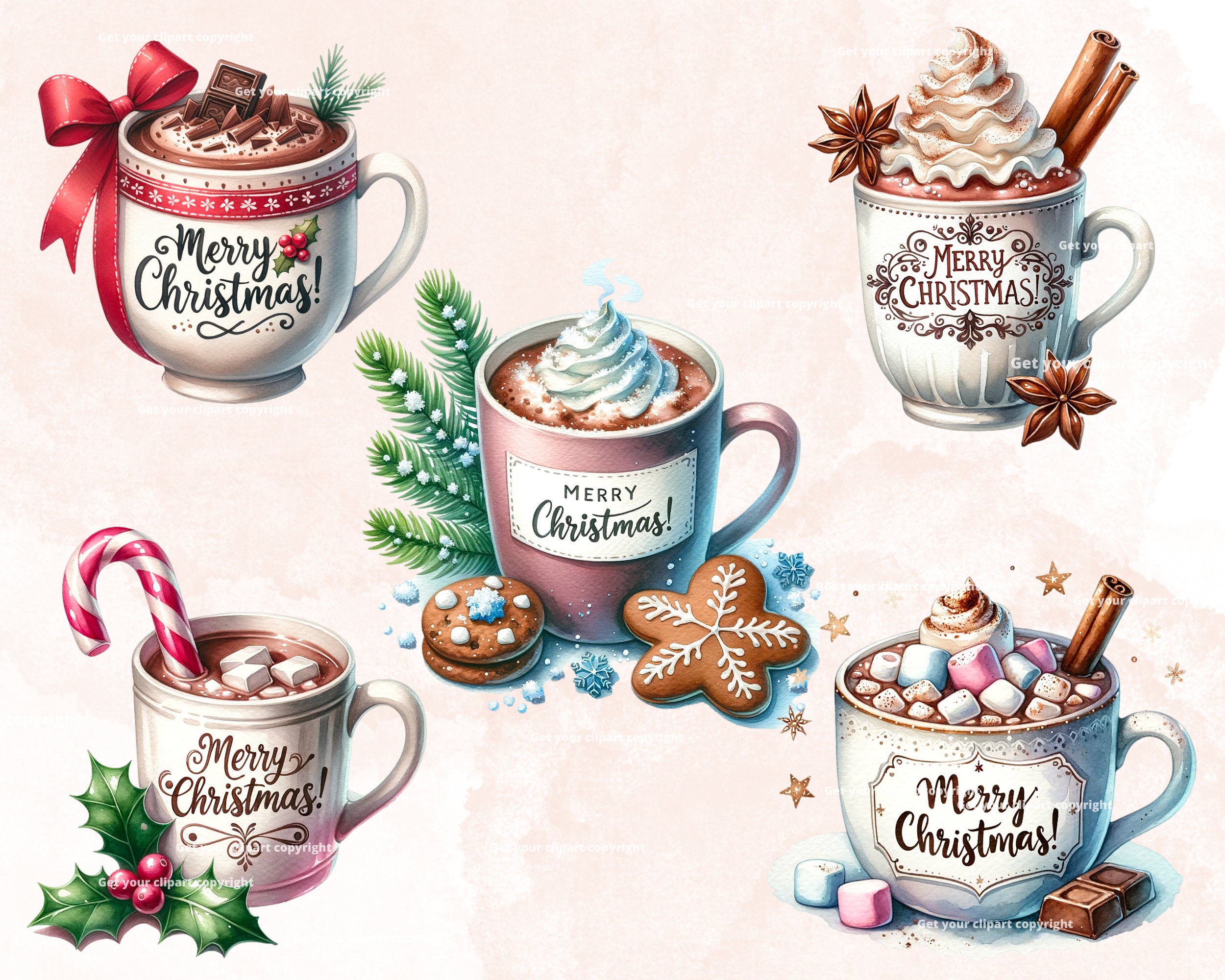 Christmas Drinks Watercolor Clipart Bundle, Christmas Png Bundle ...
