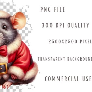 Cute Christmas Rat Clipart Bundle, Rat Clipart Bundle, Christmas Png ...