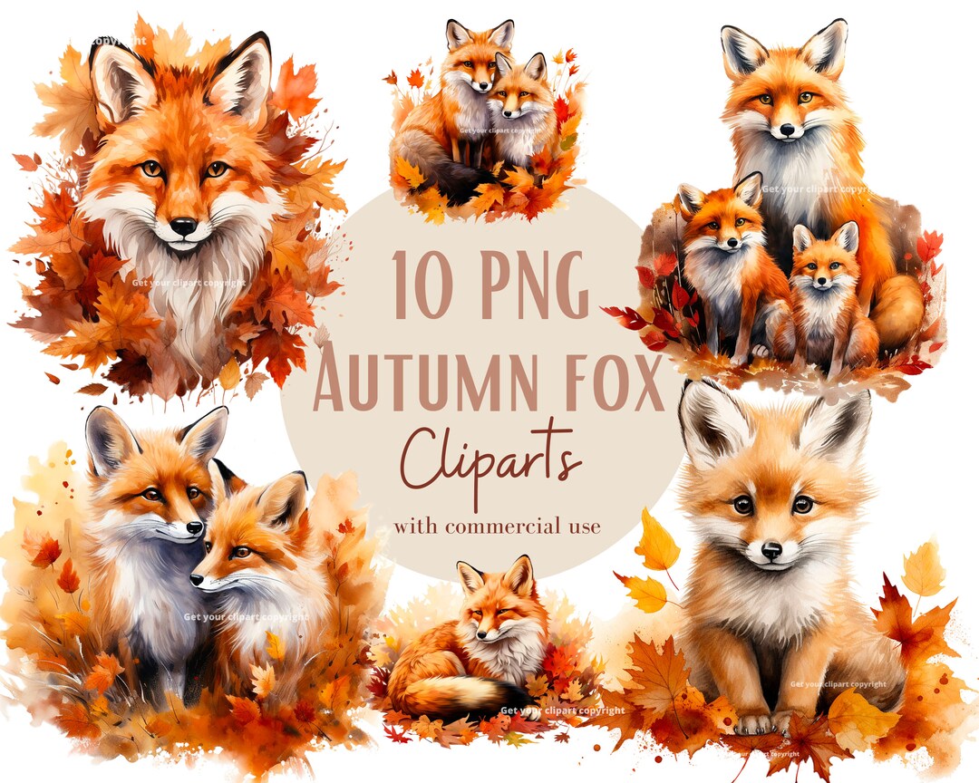 Watercolor Fox Clipart, Woodland Animal Graphics, Fall Vibes Png ...