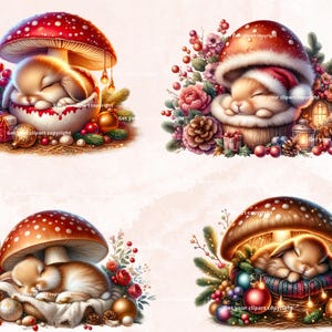 Christmas Bunny Clipart Bundle, Christmas Png Bundle, Fantasy Clipart ...