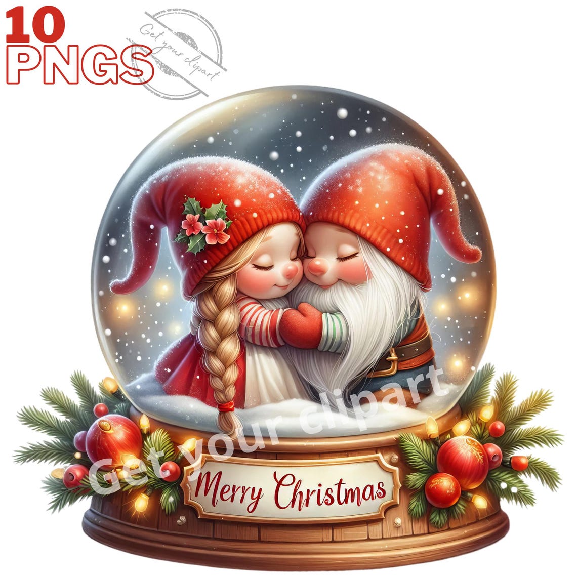 Christmas Snowglobe Clipart Bundle, Christmas Clipart, Winter Gnome Png ...