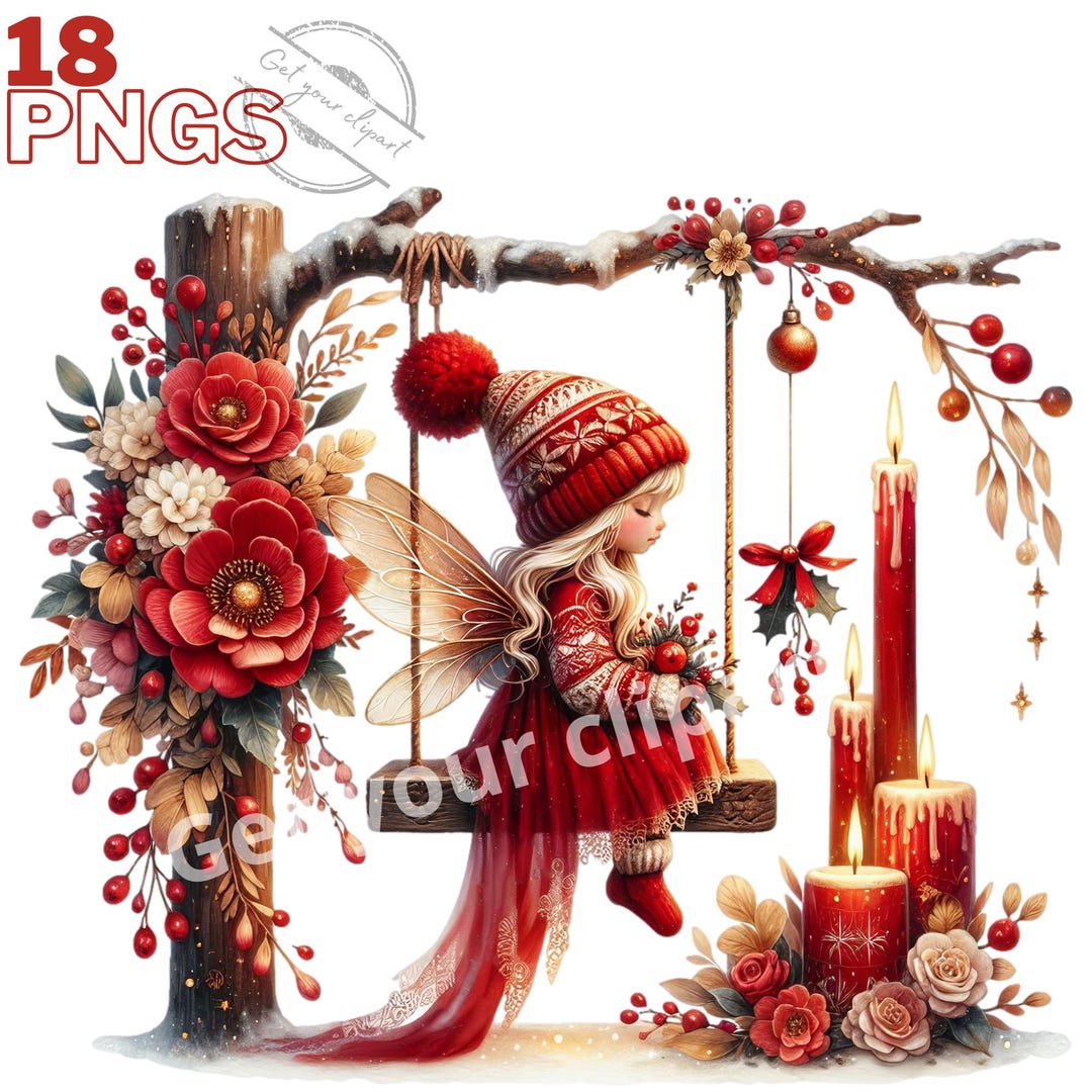 Christmas Fairy Clipart Bundle, Christmas Png Bundle, Fantasy Clipart ...
