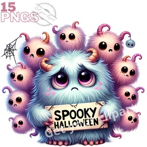 Cute Halloween Monster Clipart Bundle, Halloween Clipart, Halloween Png ...