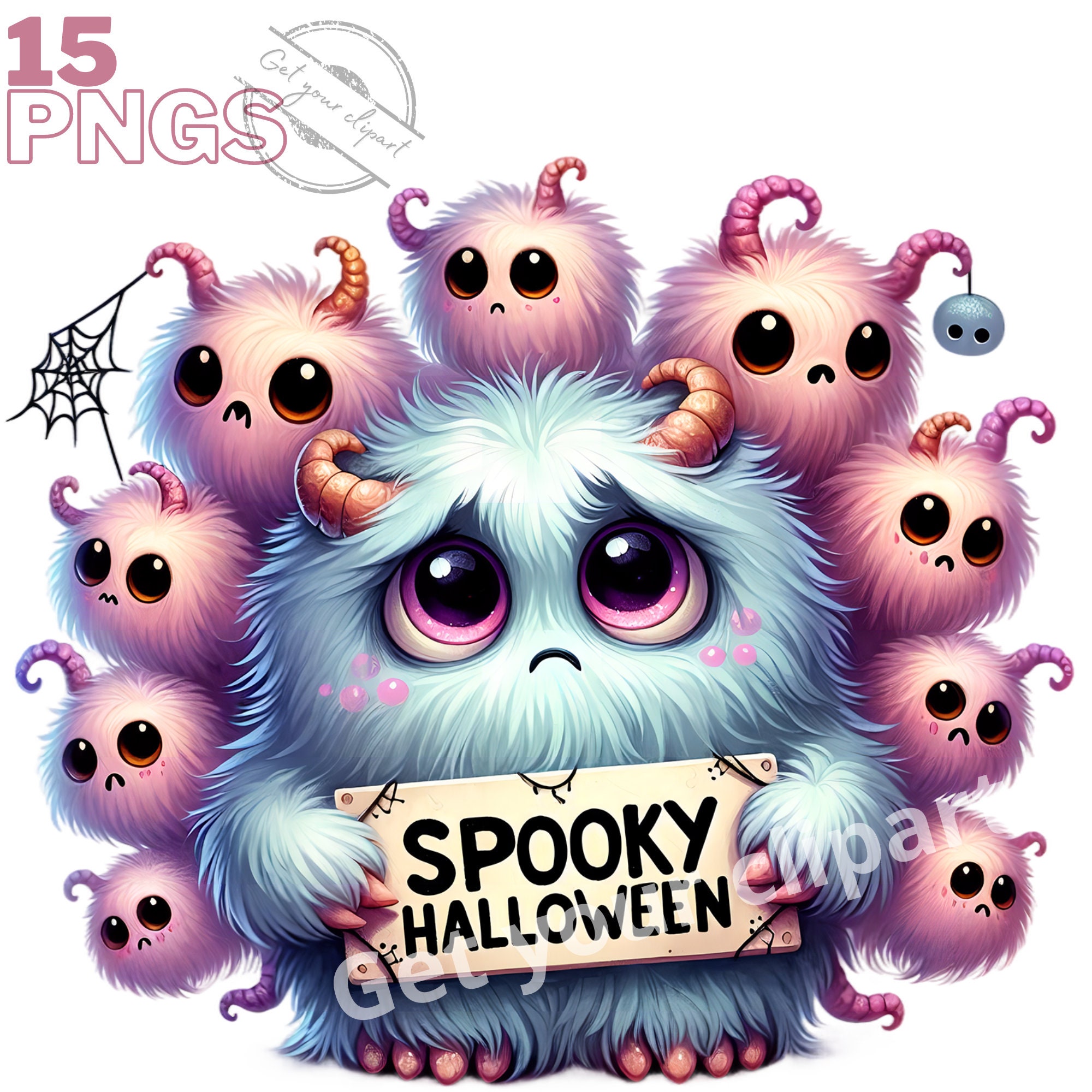 Cute Halloween Monster Clipart Bundle, Halloween Clipart, Halloween Png ...