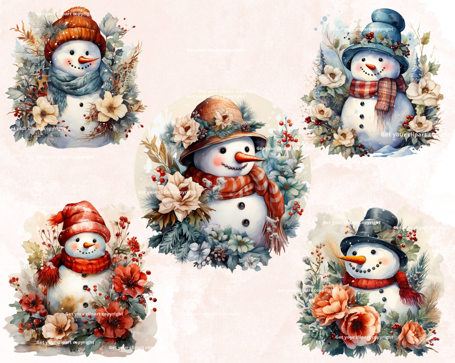 Snowman Png Clipart Bundle, Snowman Clipart Bundle, Winter Clipart Set ...