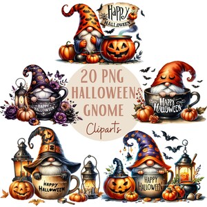 Halloween Gnome Clipart Bundle, Halloween Clipart, Halloween Png ...