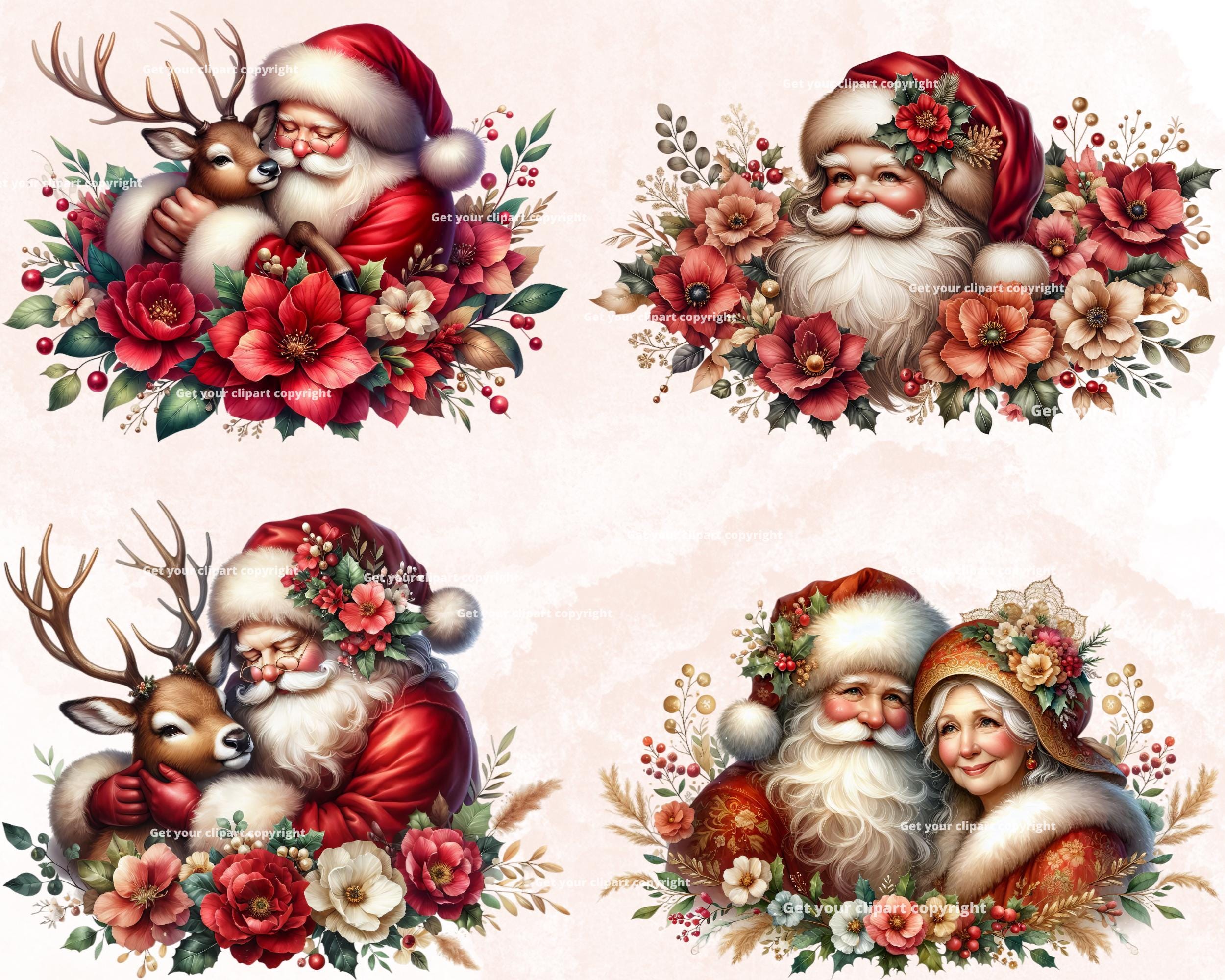 Xmas Santa Claus Clipart Bundle, Santa Claus Png Bundle, Santa Clipart ...