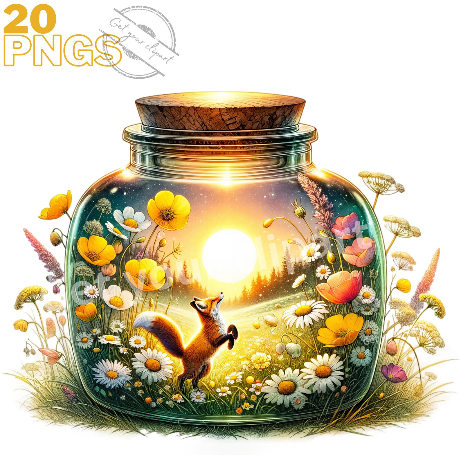 Magic Jar Clipart Bundle, Animal Clipart, Magic Graphics, Animal ...