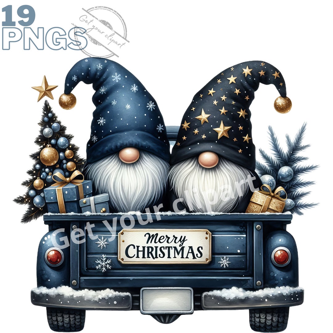 Christmas Gnome and Truck Clipart Bundle, Christmas Clipart, Winter ...