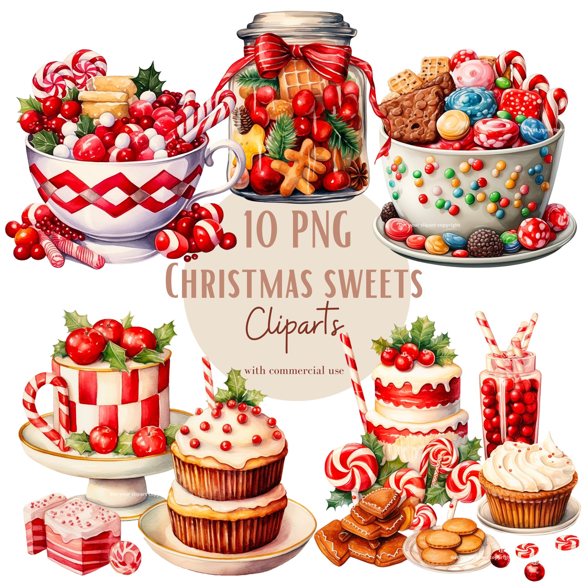 Christmas Sweets Clipart Bundle, Christmas Treats Graphics, Sweet ...