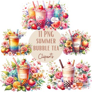 Summer Bubble Tea Clipart Bundle, Summer Bubble Tea, Bubble Tea Png ...